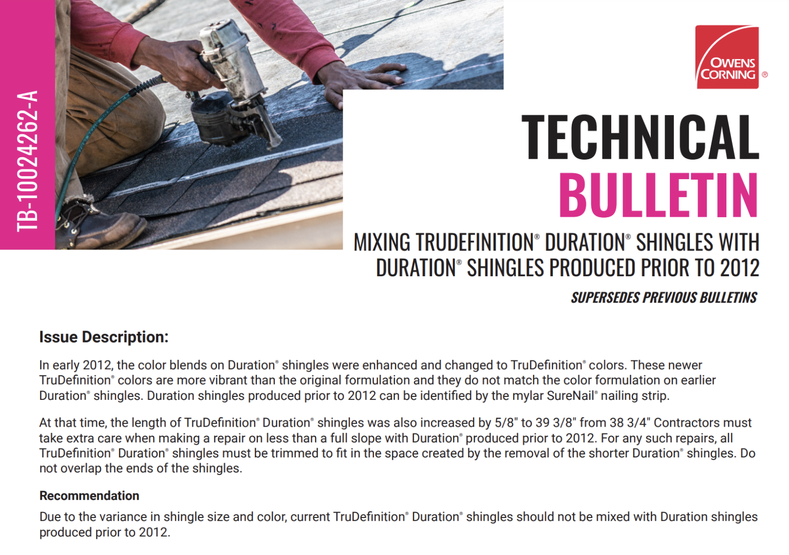 Mixing TruDefinition® Duration® Shingles with Pre-2012 Duration ...