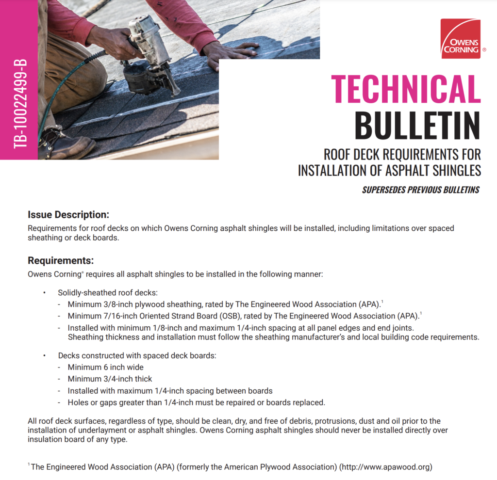 Roof Deck Requirements for Installing Asphalt Shingles: Owens Corning Guidelines - Stay Up-to ...