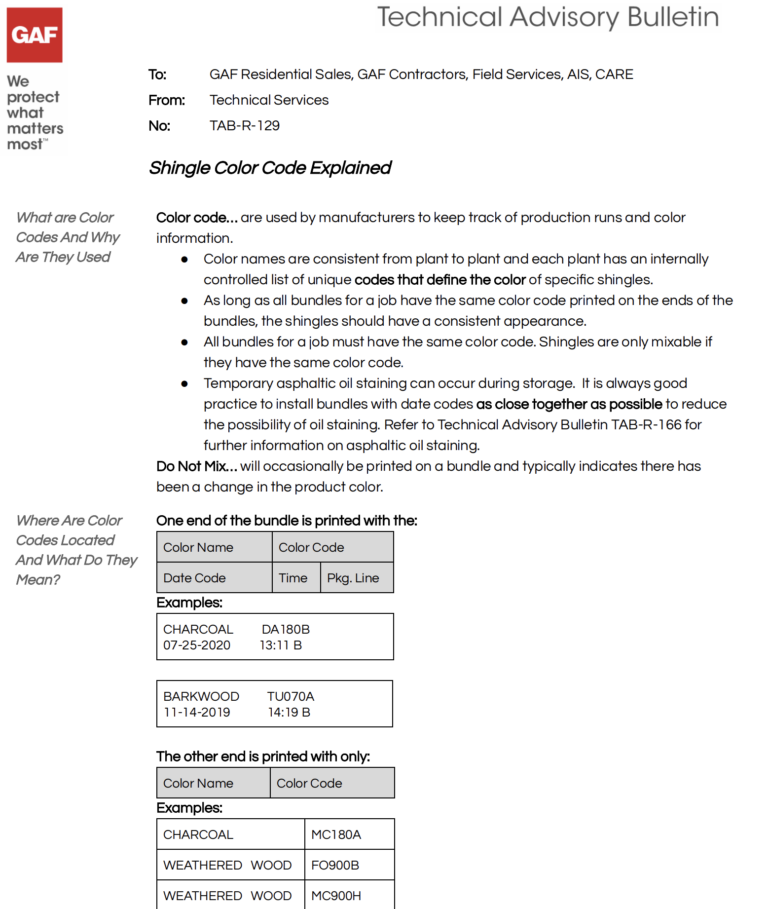 Understanding Shingle Color Codes: Ensuring Consistent Roof Appearance ...