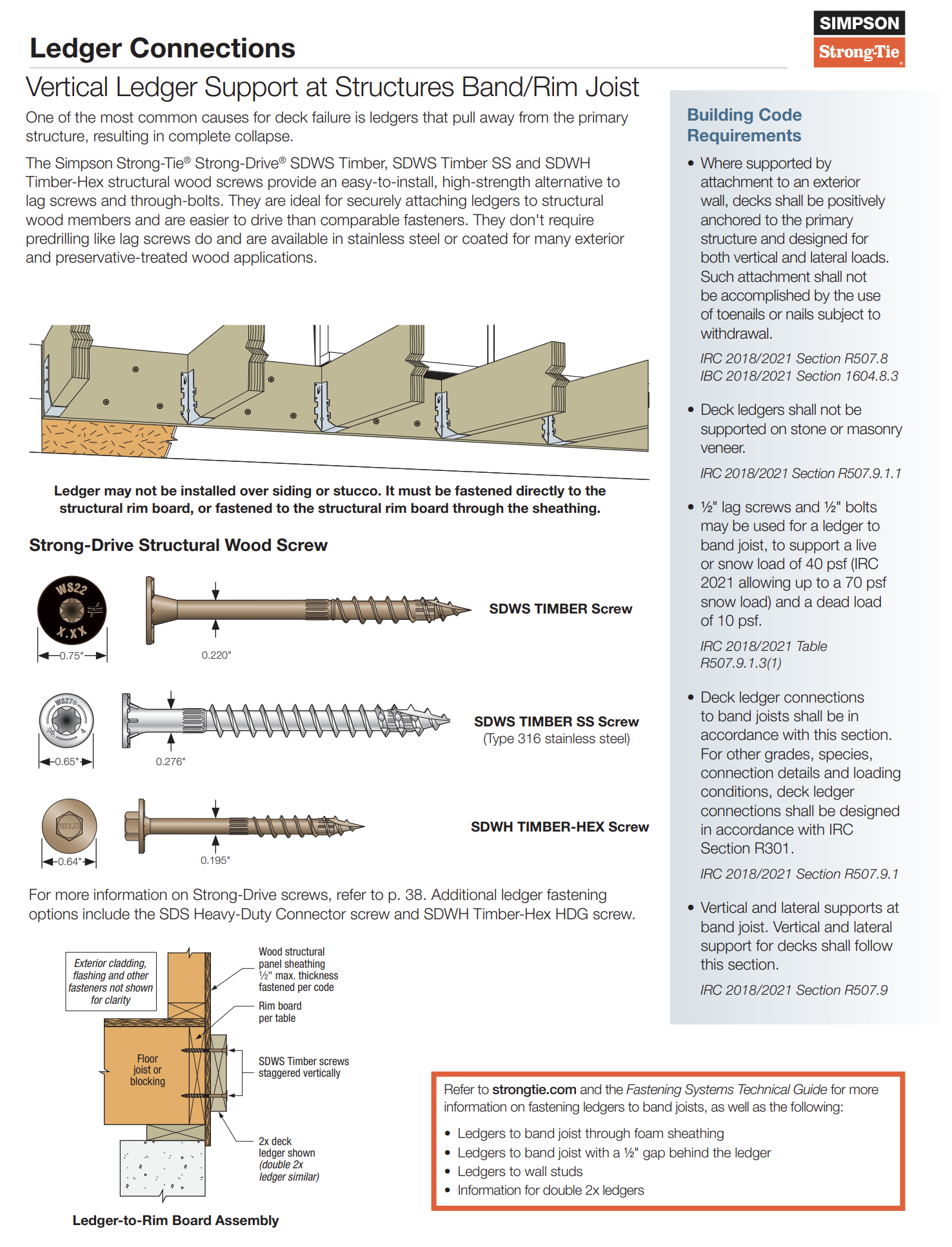 Deck Support Requirements Deck Support Requirements